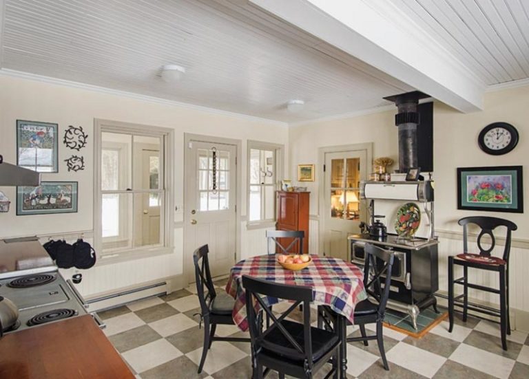 Kitchen Interior With Checkered Patterns